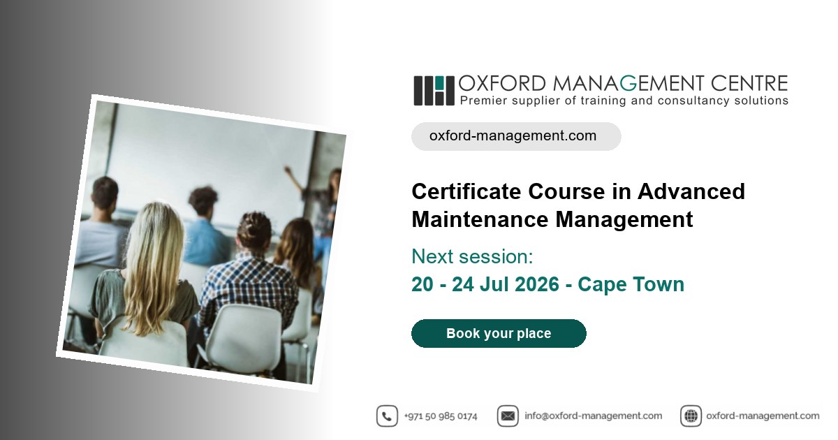 Certificate Course in Advanced Maintenance Management